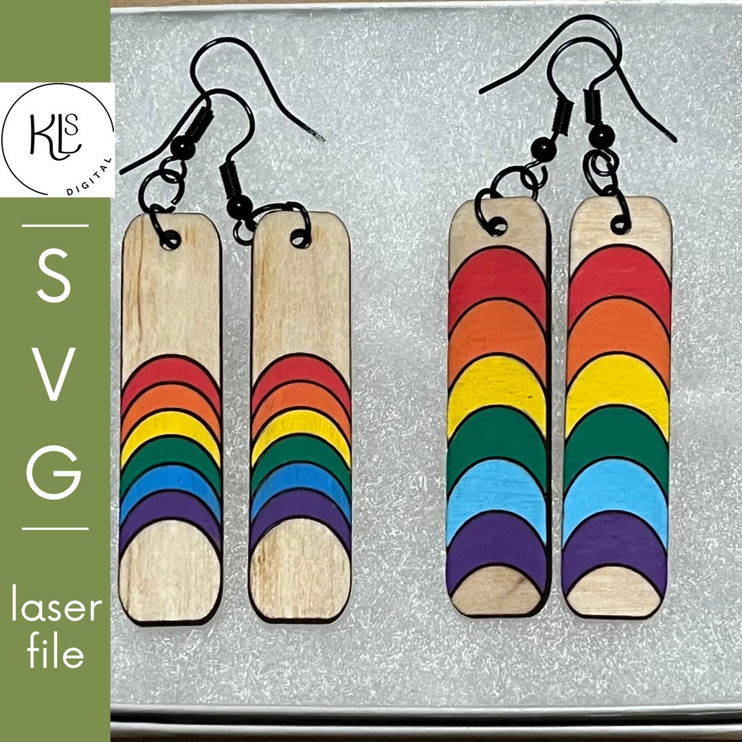 Rainbow Dangle Earring SVG. set of 2 Design Files. Laser Cut File ...