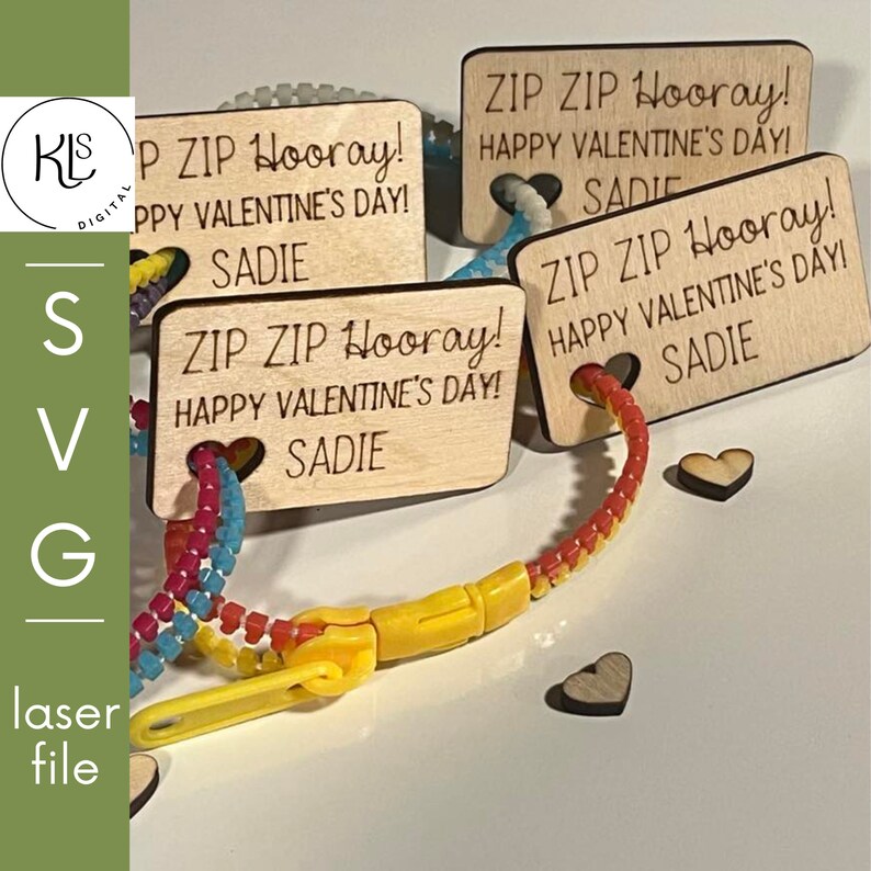 Zipper Bracelet Class Valentine SVG. Laser Cut File. Glowforge. Score ...