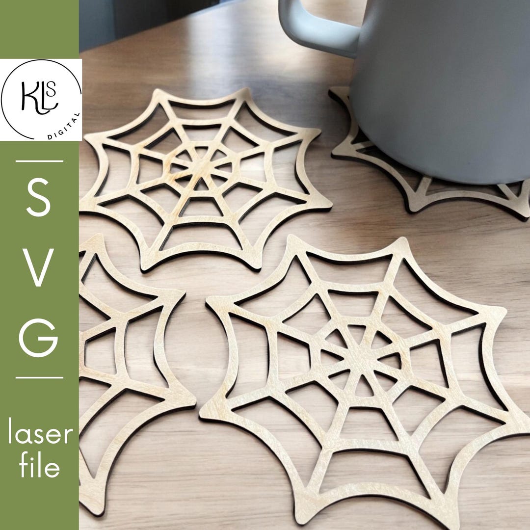 Spider Web Coaster Laser File. Cobweb SVG. Halloween Glowforge File ...