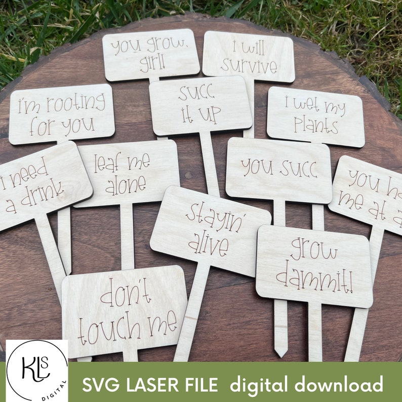 20 Funny Plant Markers Digital File. SVG. Laser Cut File. Glowforge ...
