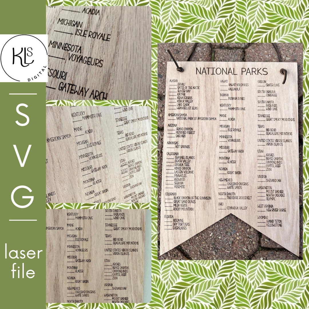 US National Park Checklist SVG. Laser Cut File. Glowforge. Score Laser ...