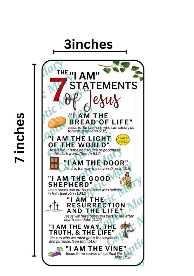 The 7 " I Am" Statments of Jesus Laminated Card - Etsy