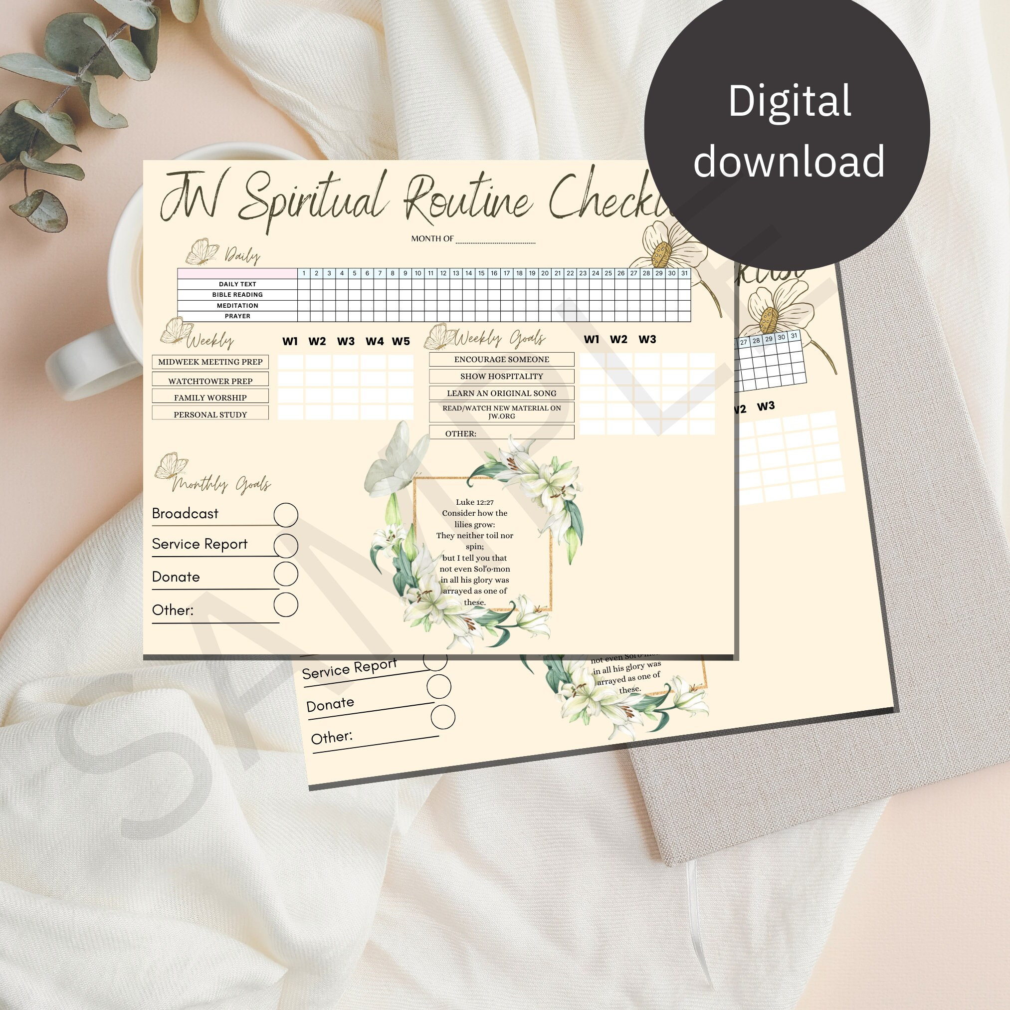 JW Spiritual Routine Checklist | Jehovah's Witnesses | English | Daily ...