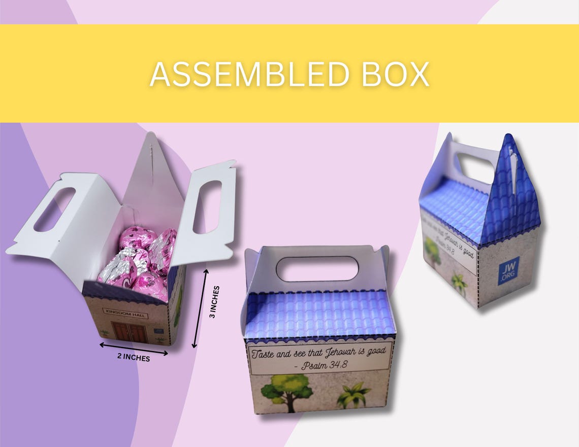 JW Kingdom Hall Pioneer Box Printable | Psalm 34:8 | Gift Bag Elders ...