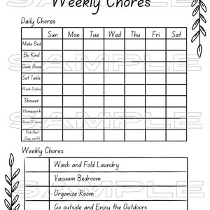 Chore Chart for Teen Girls, Printable - Etsy