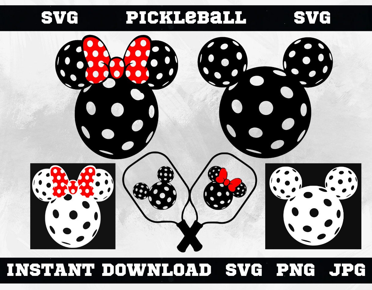 Mickey and Minnie Mouse Pickleball SVG, Paddles Clipart (digital ...