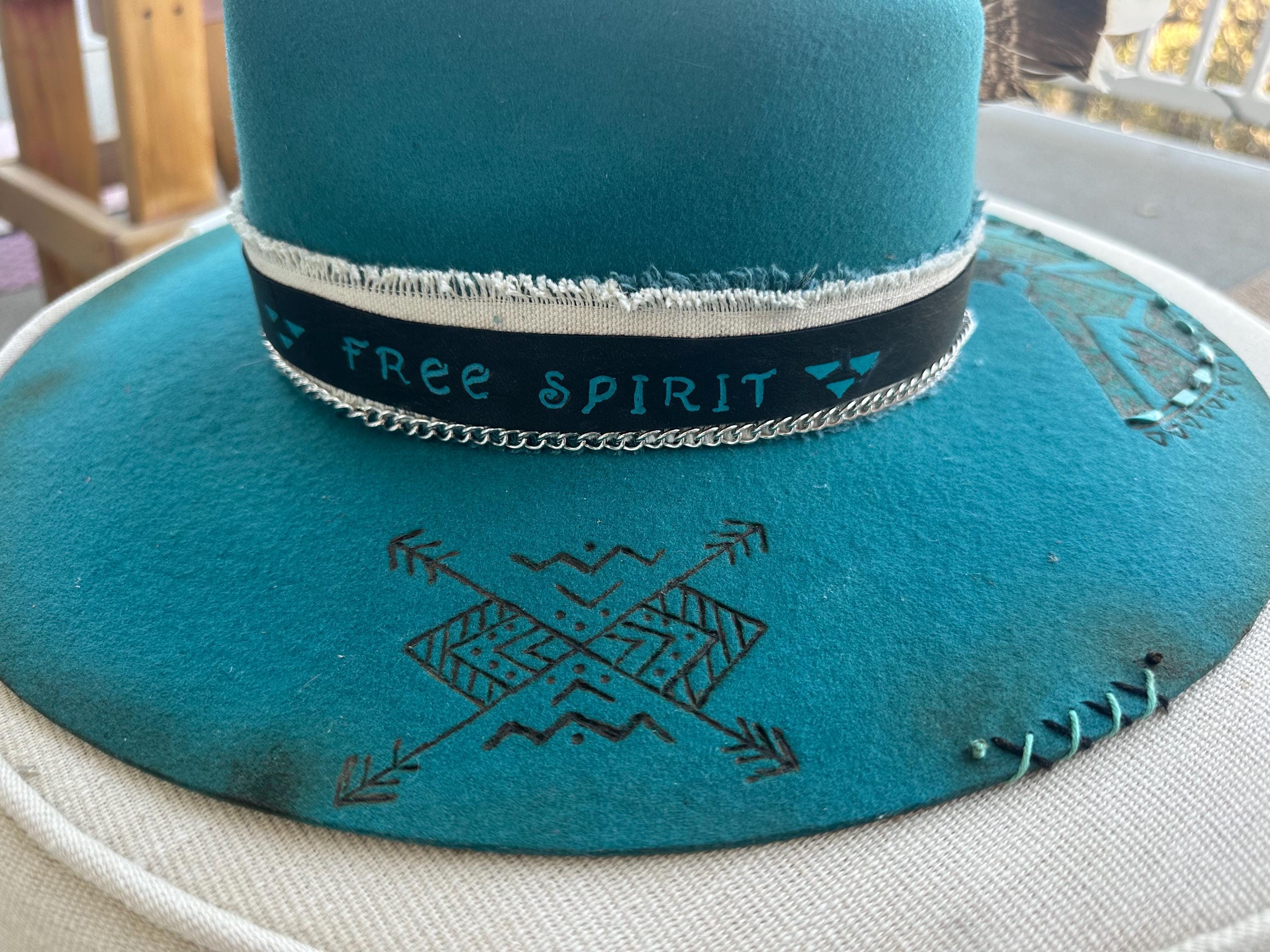 Charlie Horse Custom Burnt Hat With Feather Custom Leather Band and ...