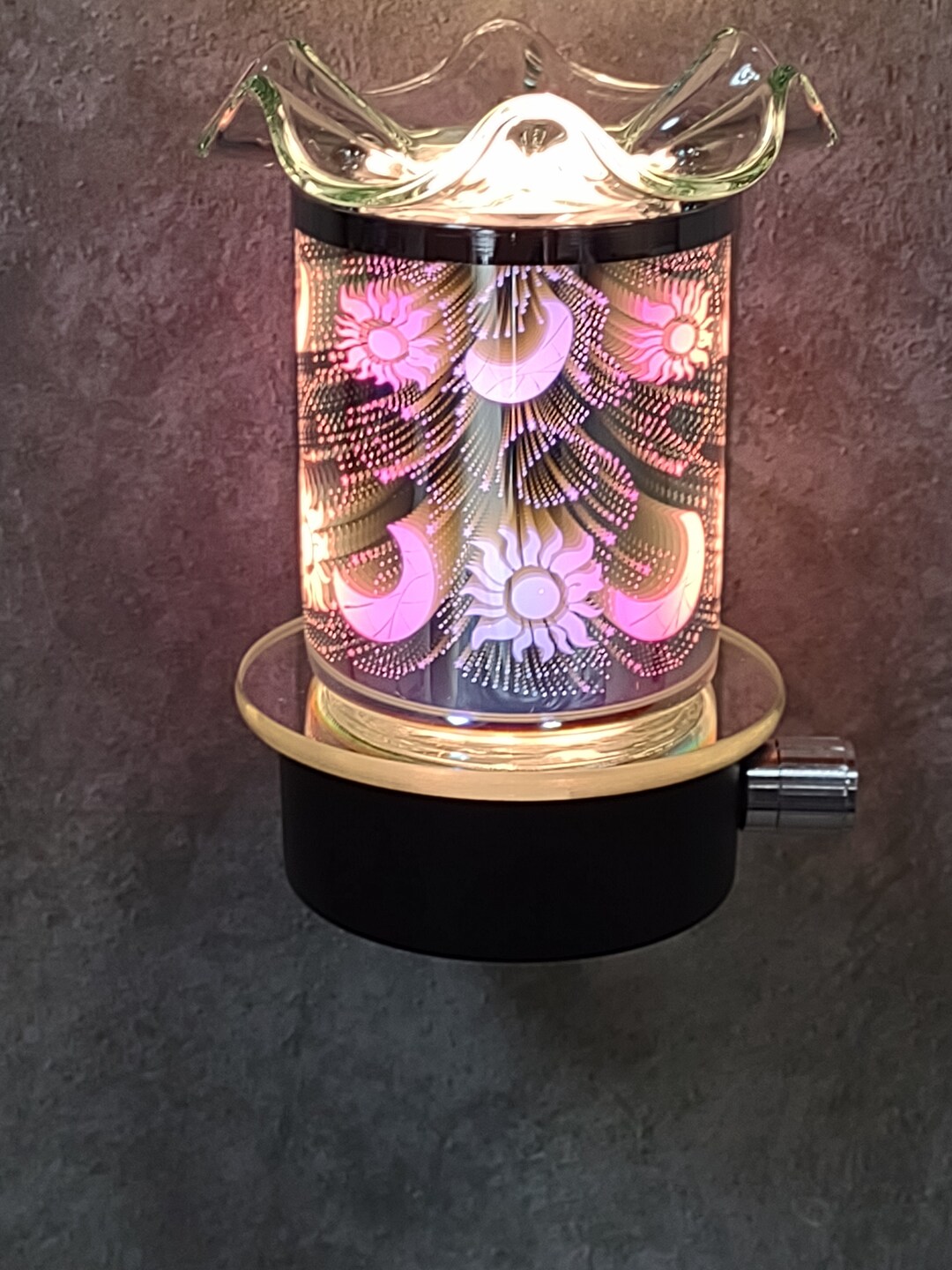 Silver/pink Sun, Moon, Stars Design Aroma Oil Warmer Diffuser Plugin W ...