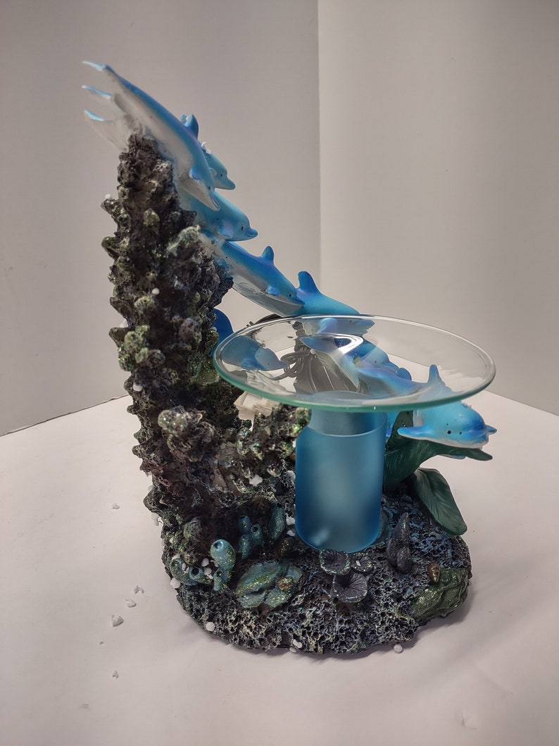 Beautiful Polyrisen Dolphin Design Table Top Aroma Lamp W/15ml FREE Oil ...