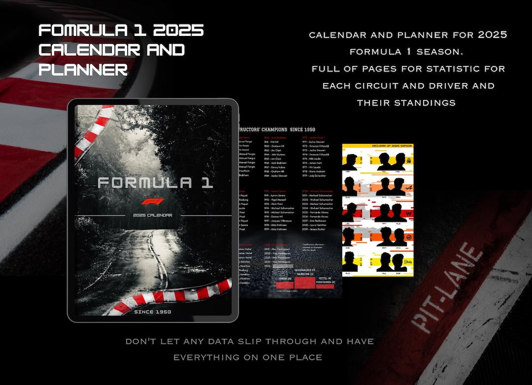 Formula 1 2025 Planner and Calendar - Etsy