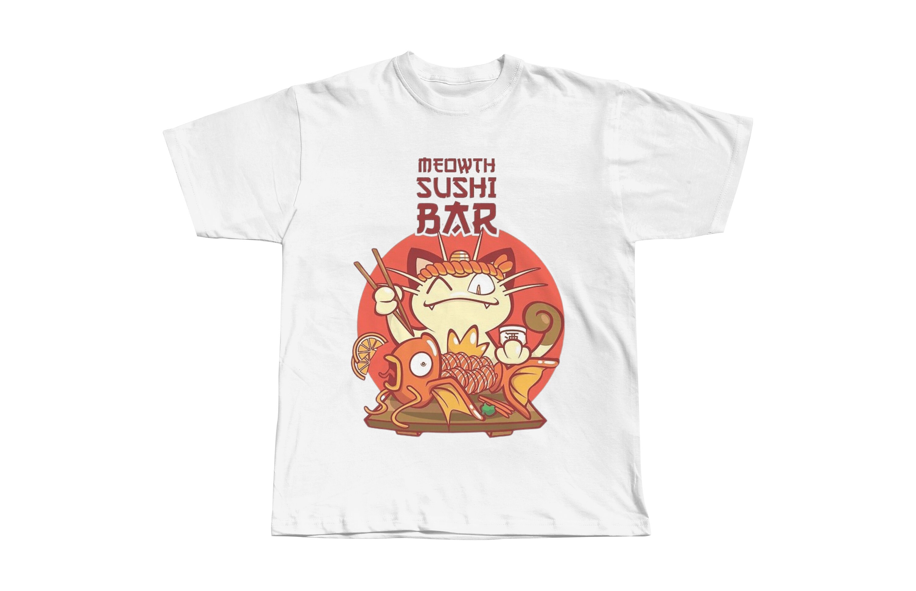 Pokemon Meowth Sushi Bar Y2K Anime Manga Streetwear Boxy Tee Gifts for ...