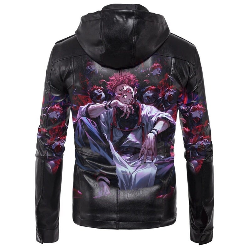 Sukuna Hand Painted JJK Antagonist Art Leather Jacket Black Real ...