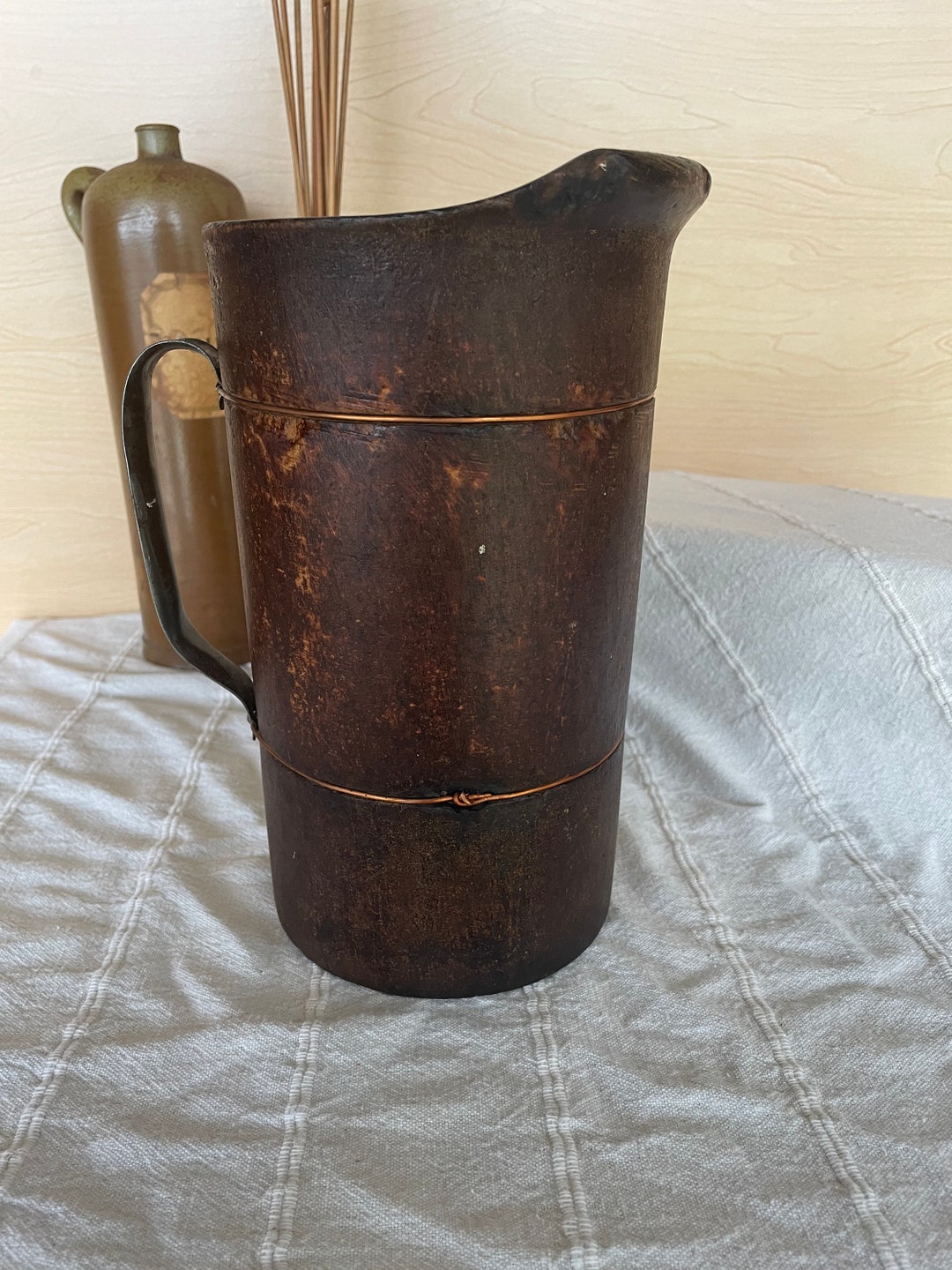 Antique United Indurated Fibre Co. Large Pressed Wood Pulp Pitcher ...
