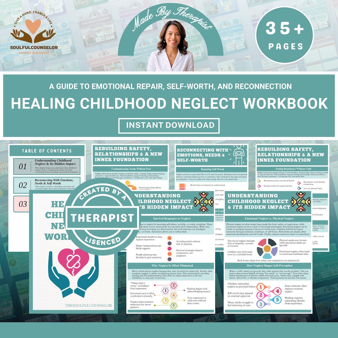 Healing Childhood Neglect Workbook for Teens & Adults, Self-worth ...