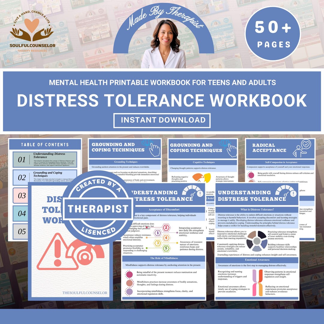 Distress Tolerance Workbook for Teens & Adults, Reflective Prompts ...
