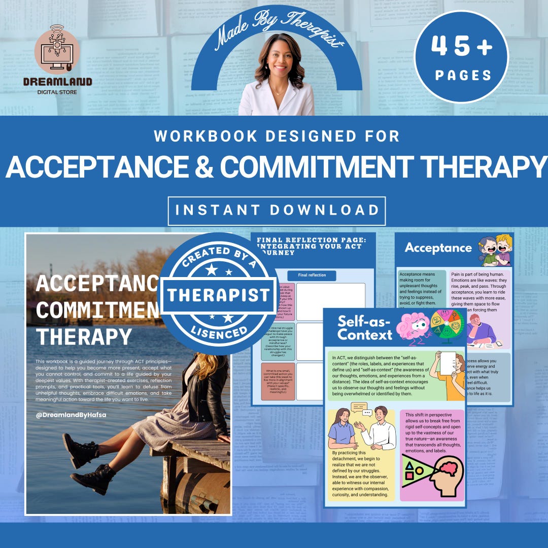 ACT Client Workbook Bundle, Acceptance and Commitment Therapy, ACT ...