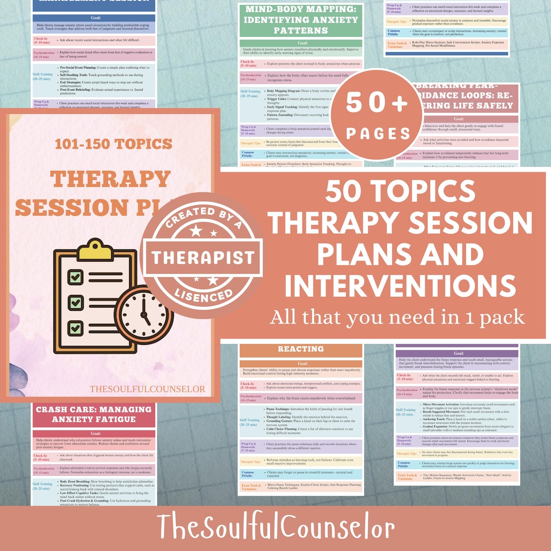 Counseling Interventions Guide, 50+ Structured Topics Session Plan ...