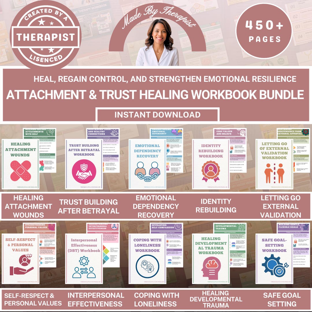 Attachment & Trust Healing Workbook Bundle — 10 Workbooks for Emotional ...