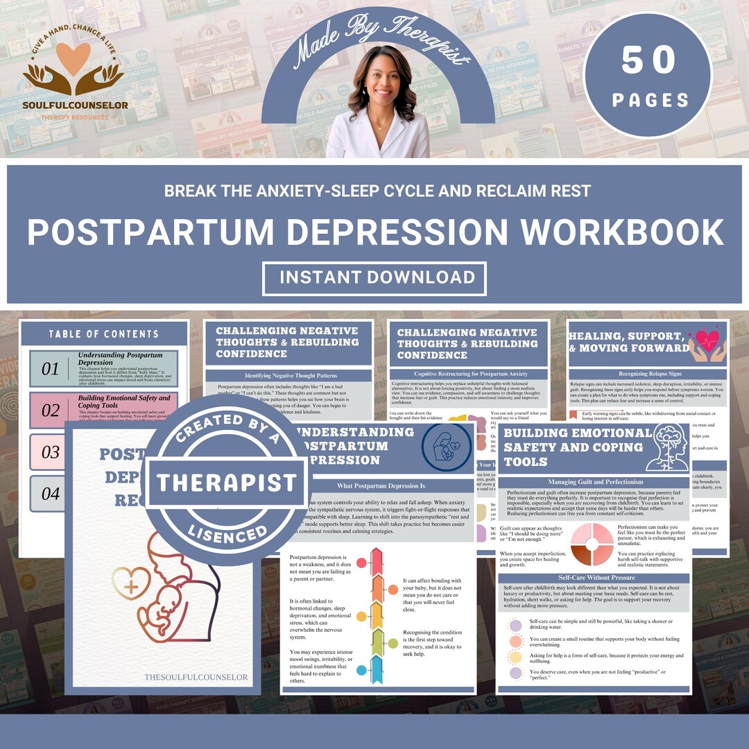 Postpartum Depression Recovery Workbook | 4-chapter Printable Guide for ...
