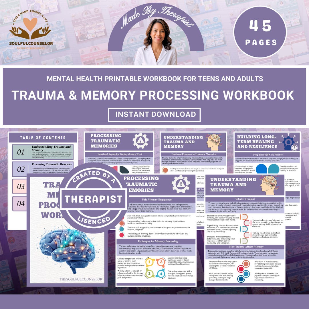 Trauma & Memory Processing Workbook, Therapeutic Self-help Guide for ...