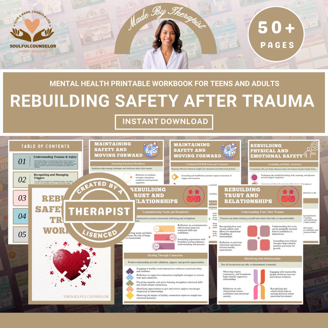 Rebuilding Safety After Trauma Workbook for Teens & Adults, Reflective ...