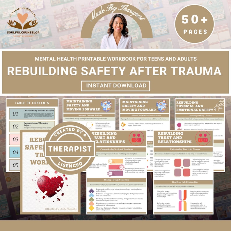 Rebuilding Safety After Trauma Workbook for Teens & Adults, Reflective ...