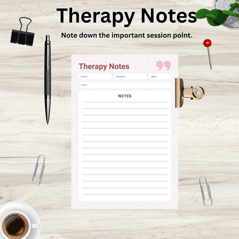 Printable Therapist Note, Therapy Note, Psychologist Notes, Counseling ...