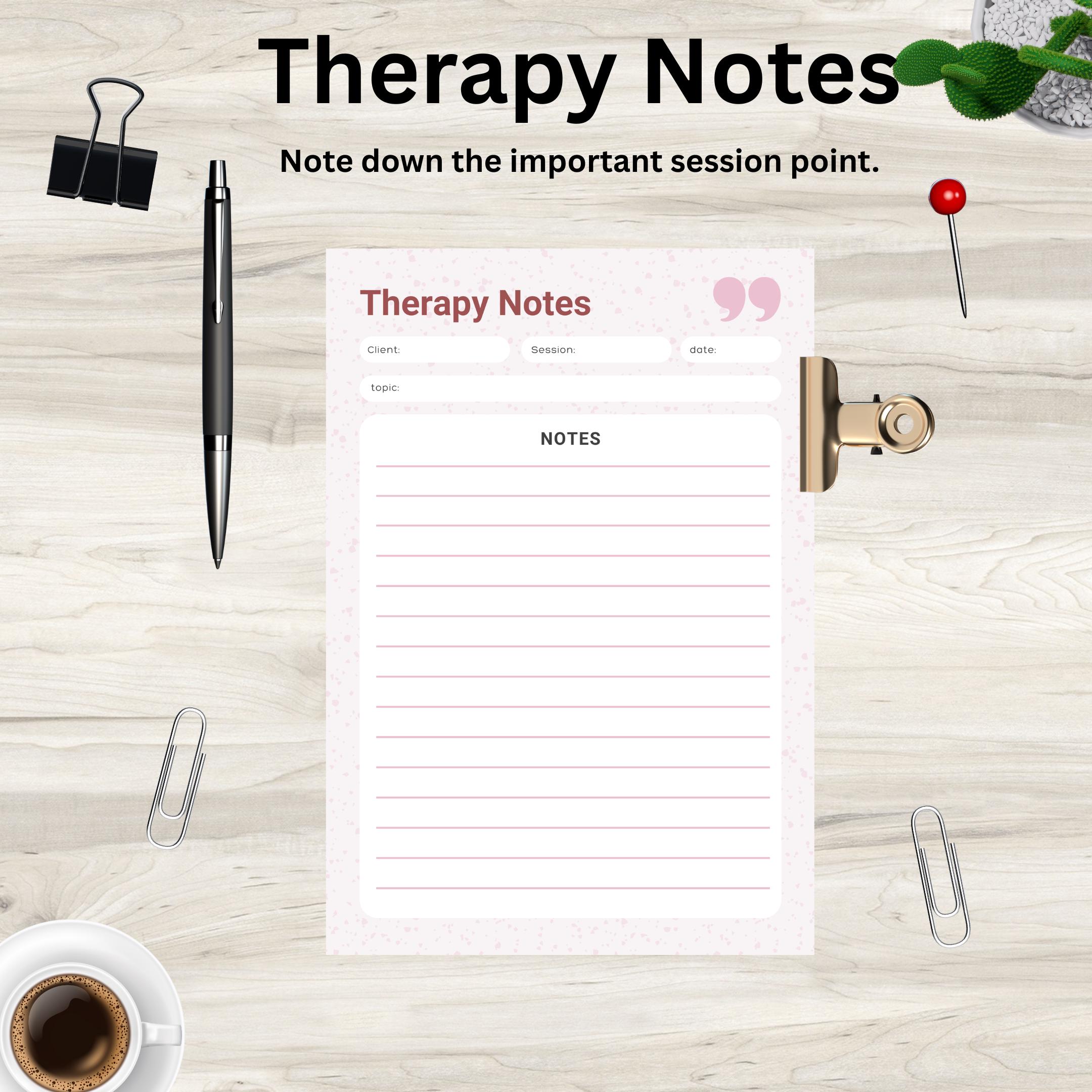 Printable Therapist Note, Therapy Note, Psychologist Notes, Counseling ...