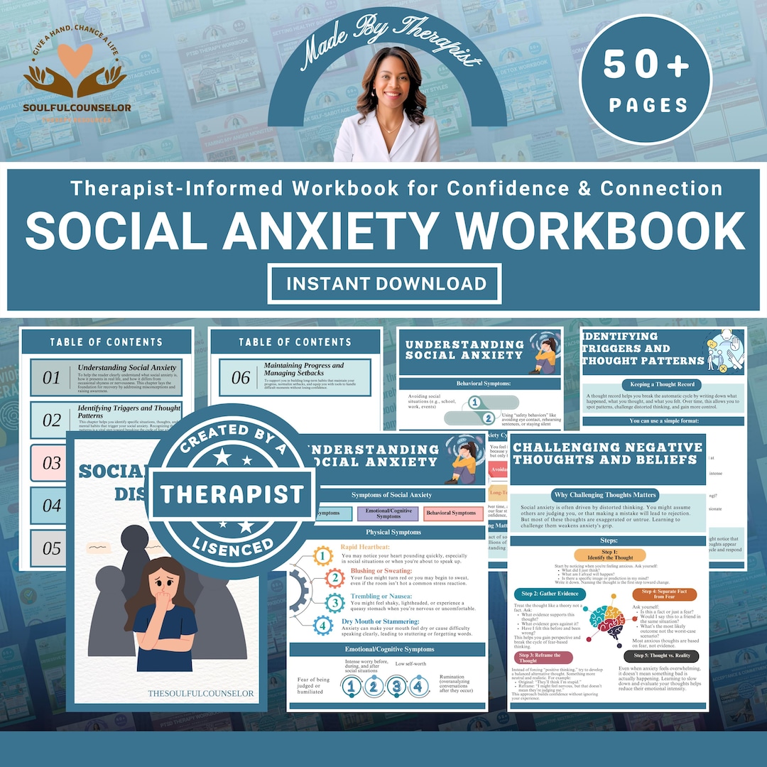 Social Anxiety Workbook: CBT Tools for Teens & Adults (digital Download ...