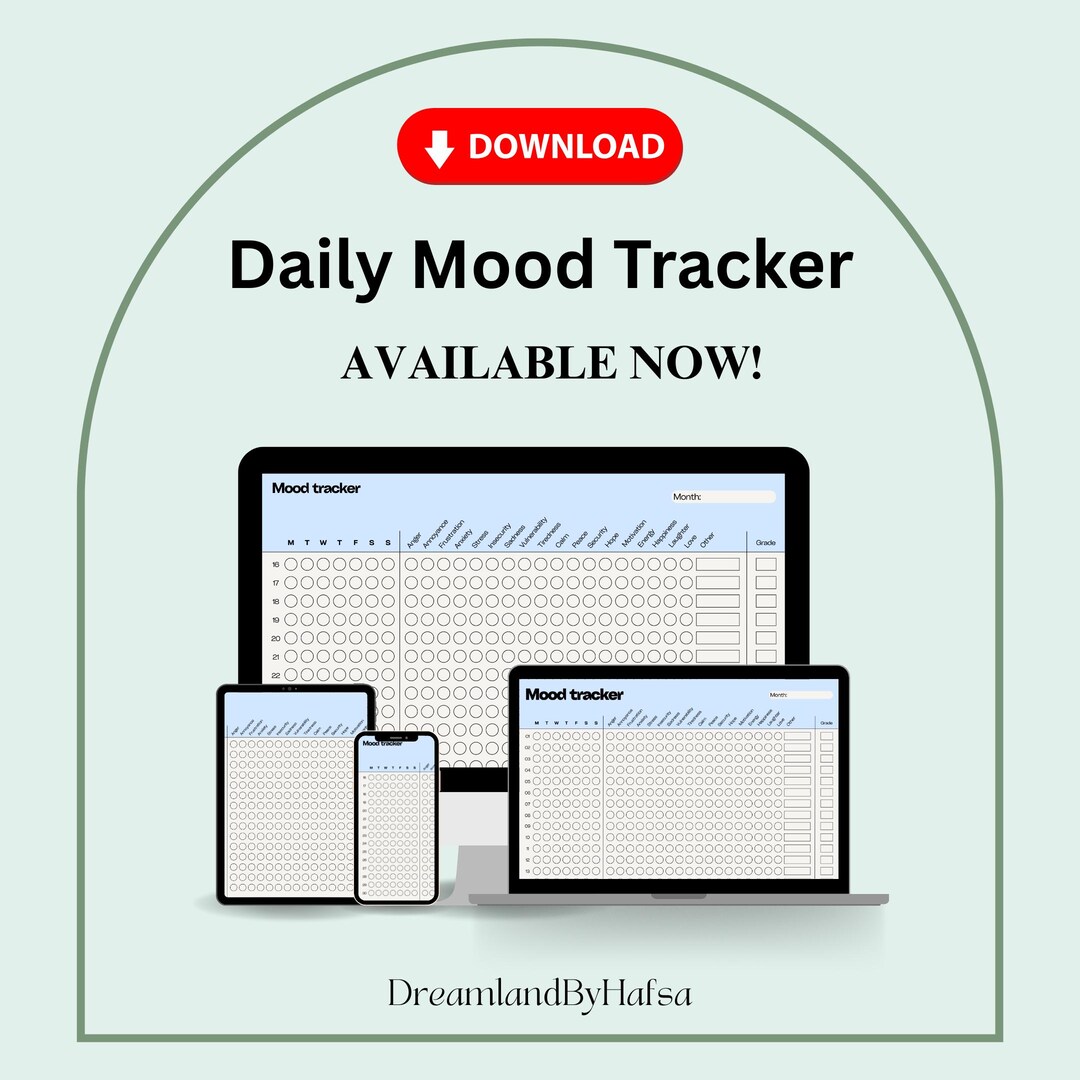 Daily Mood Tracker Printable PDF, Monthly Printable Mood Tracker ...