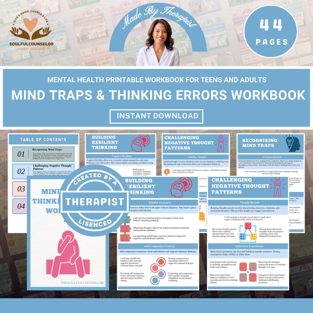 Mind Traps and Thinking Errors Workbook for Teens & Adults | Cognitive ...