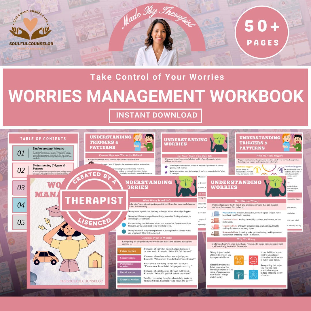 Anxiety and Worry Management Workbook for Teens and Adults (digital PDF ...