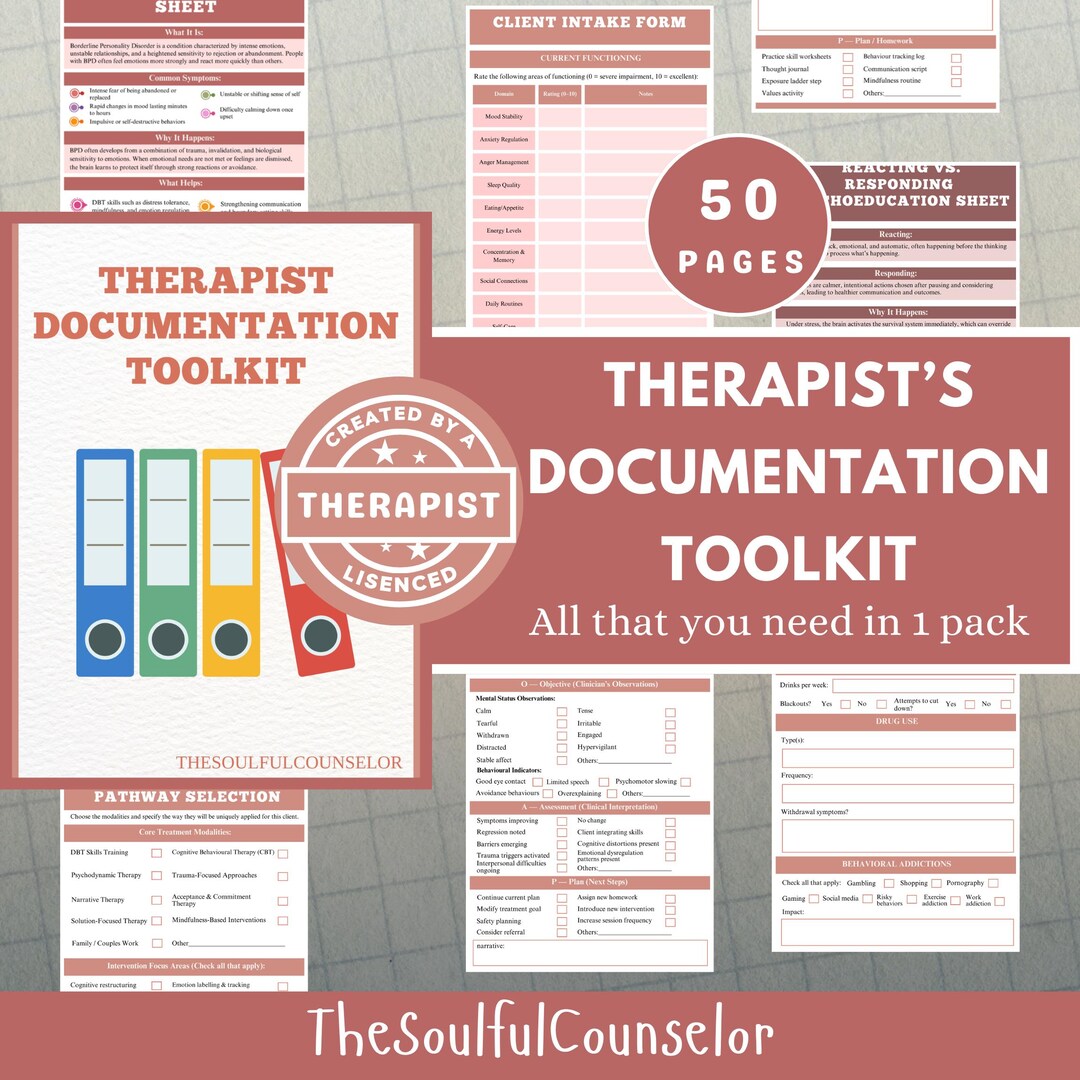 Therapist Documentation Toolkit | Printable Therapy Forms (50 Pages) - Etsy