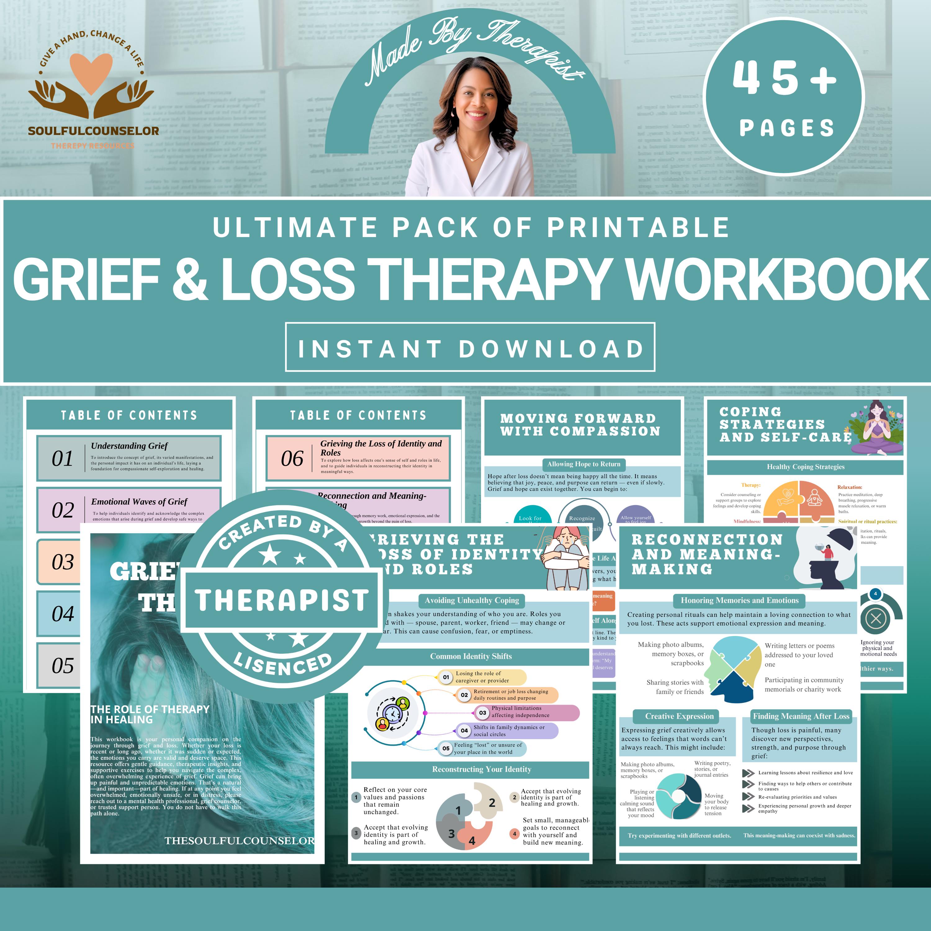 Grief & Loss Therapy Workbook, Emotional Regulation (digital Download ...