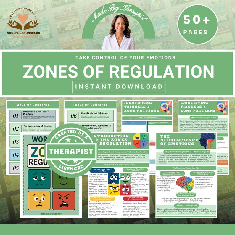 Zones of Regulation Workbook for Teens & Adults, Emotional Regulation ...