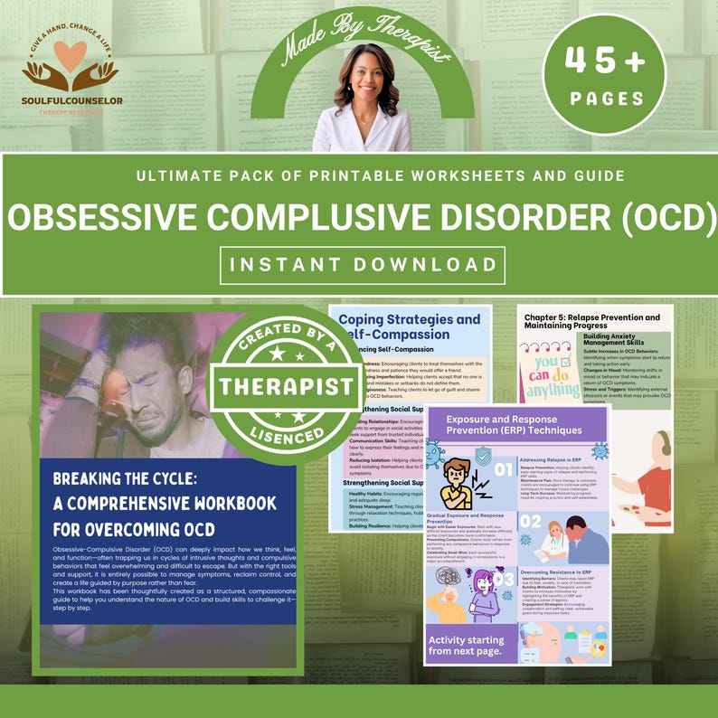 Obsessive-compulsive Disorder (OCD) Mega Bundle Workbook, Intrusive Thought, Therapy Worksheets ...