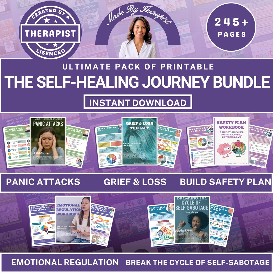 Self-healing Workbook Bundle: Grief, Emotional Regulation, Safety Plan ...