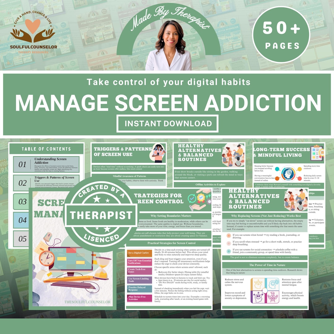 Screen Addiction Workbook: Digital Detox Guide for Teens & Adults (PDF ...