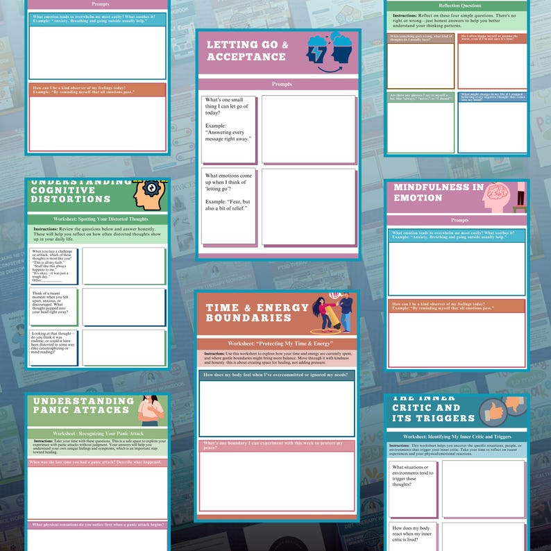 Therapy Techniques Workbook Bundle, Cbt, DBT, ACT, EMDR Kit & Grounding ...