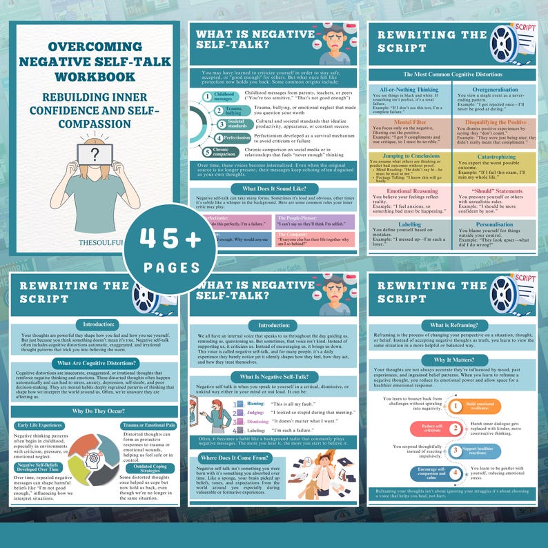 Negative Self-talk Workbook, Therapy Journal, Emotional Intelligence ...