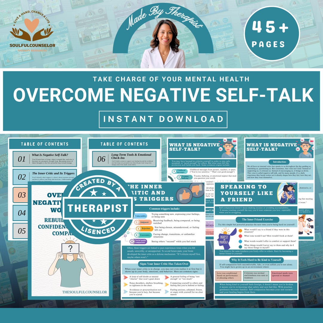 Negative Self-talk Workbook, Therapy Journal, Emotional Intelligence ...