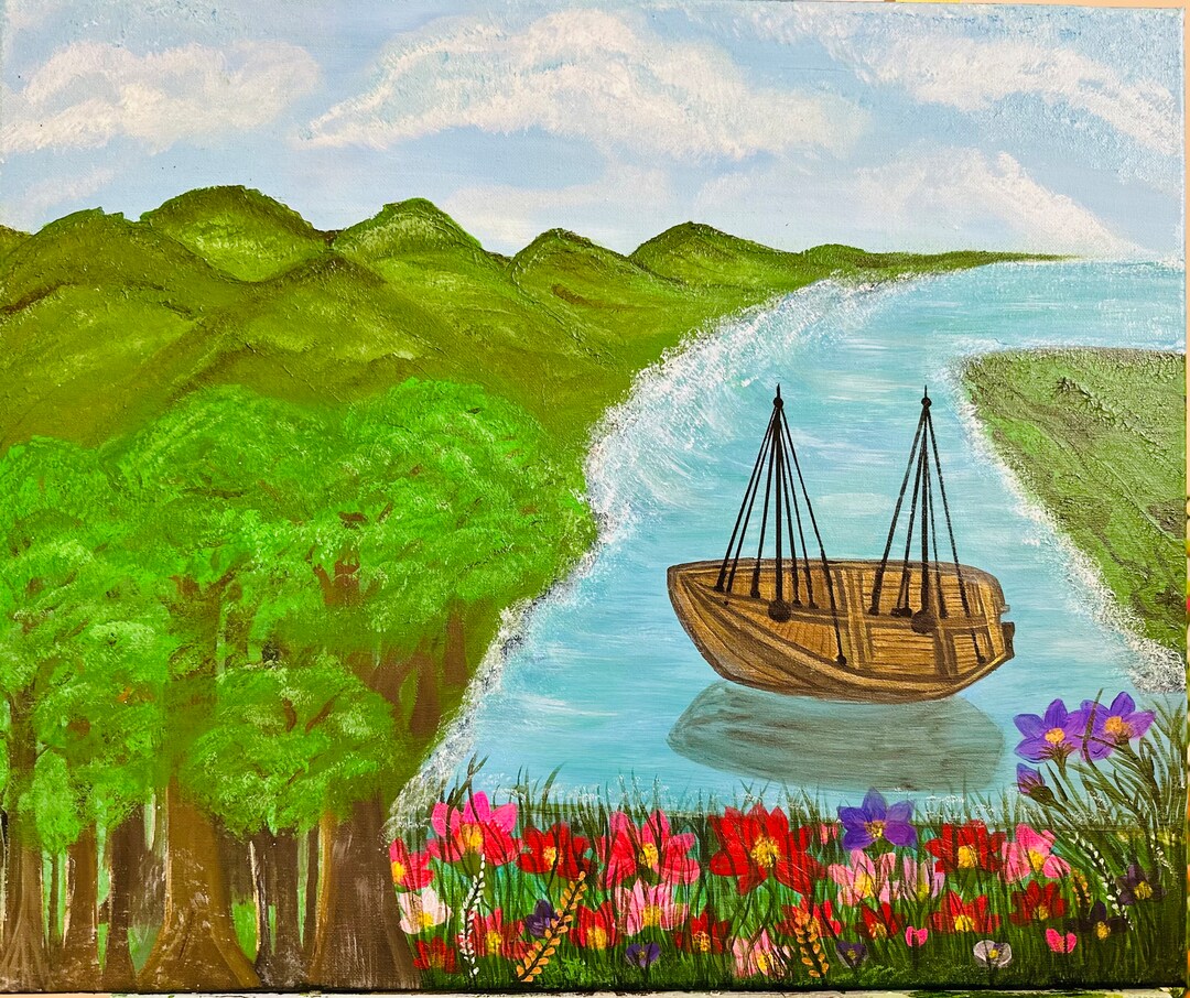 Original Island Seascape Painting Landscape Painting Wall Art Seascape ...