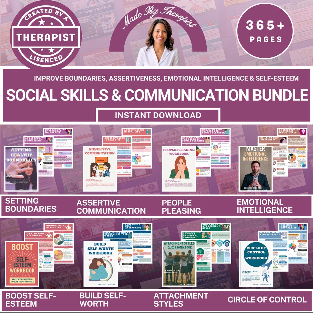 Social Skills Workbook Bundle: CBT, Emotional Intelligence (PDF ...