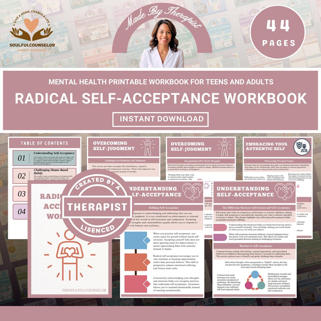 Radical Self-acceptance Workbook for Teens & Adults, Guided Worksheets ...