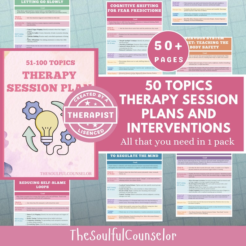 Therapy Interventions Guide PDF | 50+ Session Plans for Counselors ...