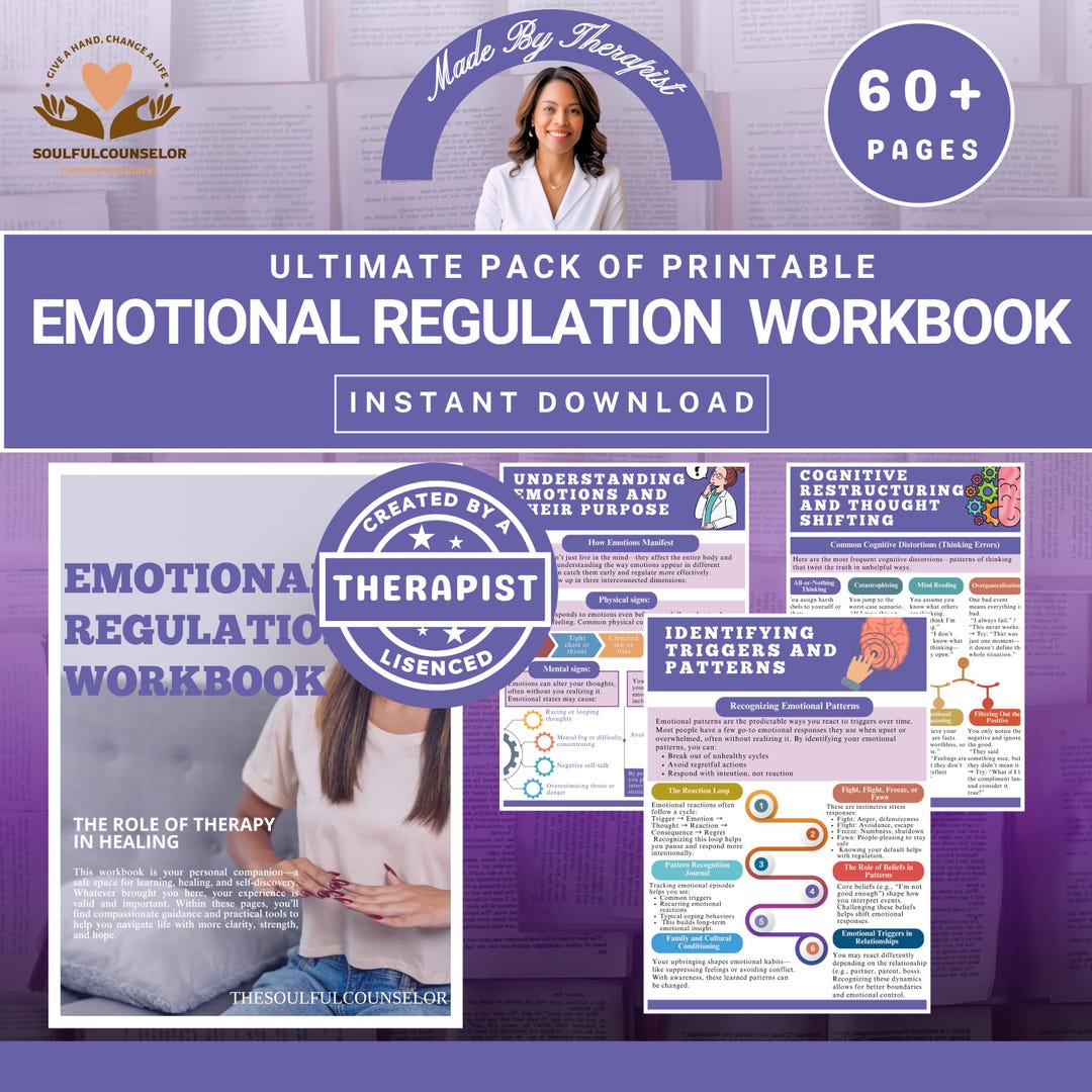 Emotional Regulation Workbook for Adults & Teens, 60+ Page Digital PDF ...