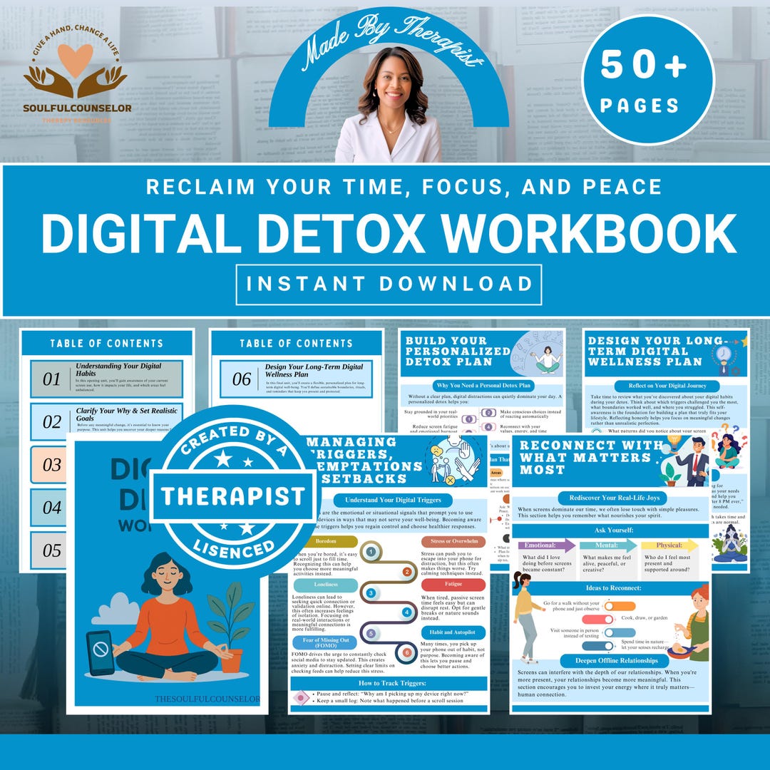 Digital Detox Workbook: Printable Guide to Healthy Tech Habits (PDF ...