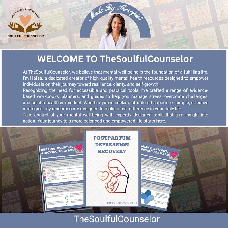 Postpartum Depression Recovery Workbook | 4-chapter Printable Guide for ...