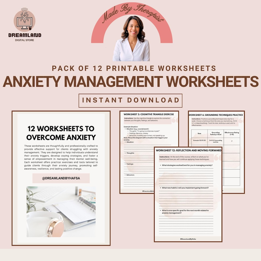 Anxiety Worksheets Printable / Digital, Therapy Tools for Anxiety ...