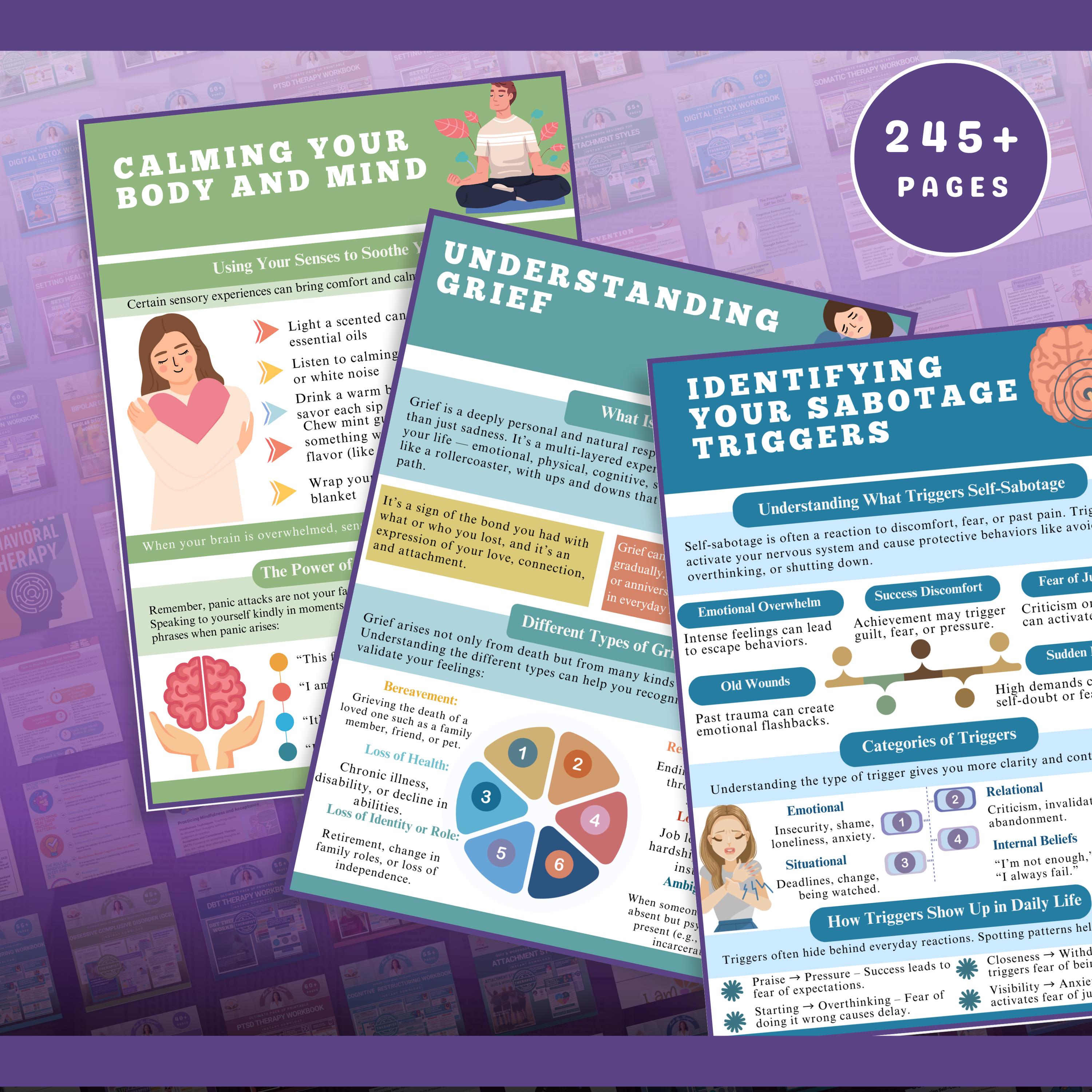 Self-healing Workbook Bundle: Grief, Emotional Regulation, Safety Plan ...
